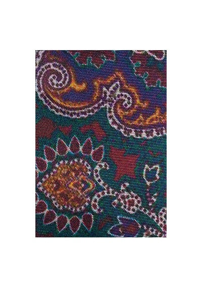 Eșarfă de mătase Paisley model verde nobil, 160 x 17 cm – Cravatepedia